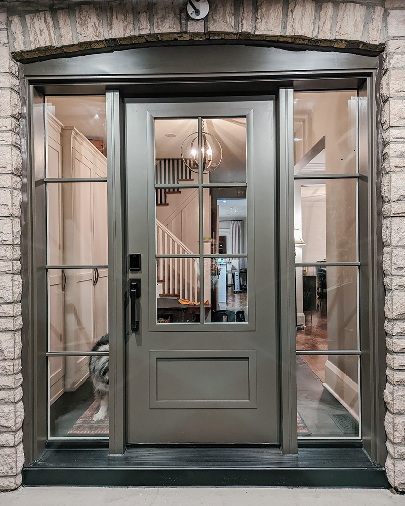Fiberglass Single Door with 3/4 Glass and Shaker Executive Panel Design